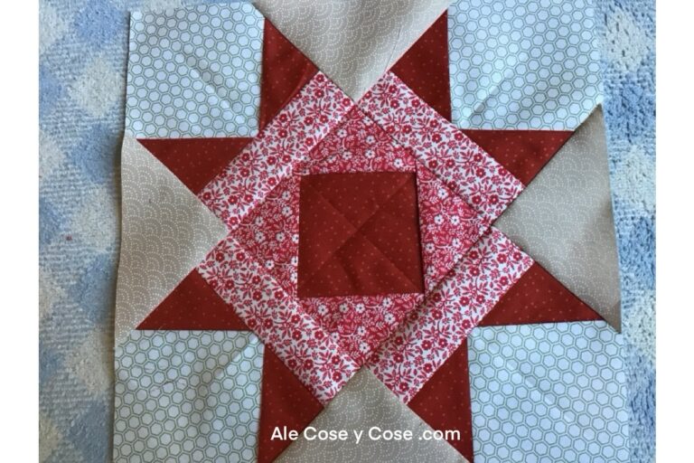Bloque Patchwork Variante Estrella Listón - Ale Cose y cose